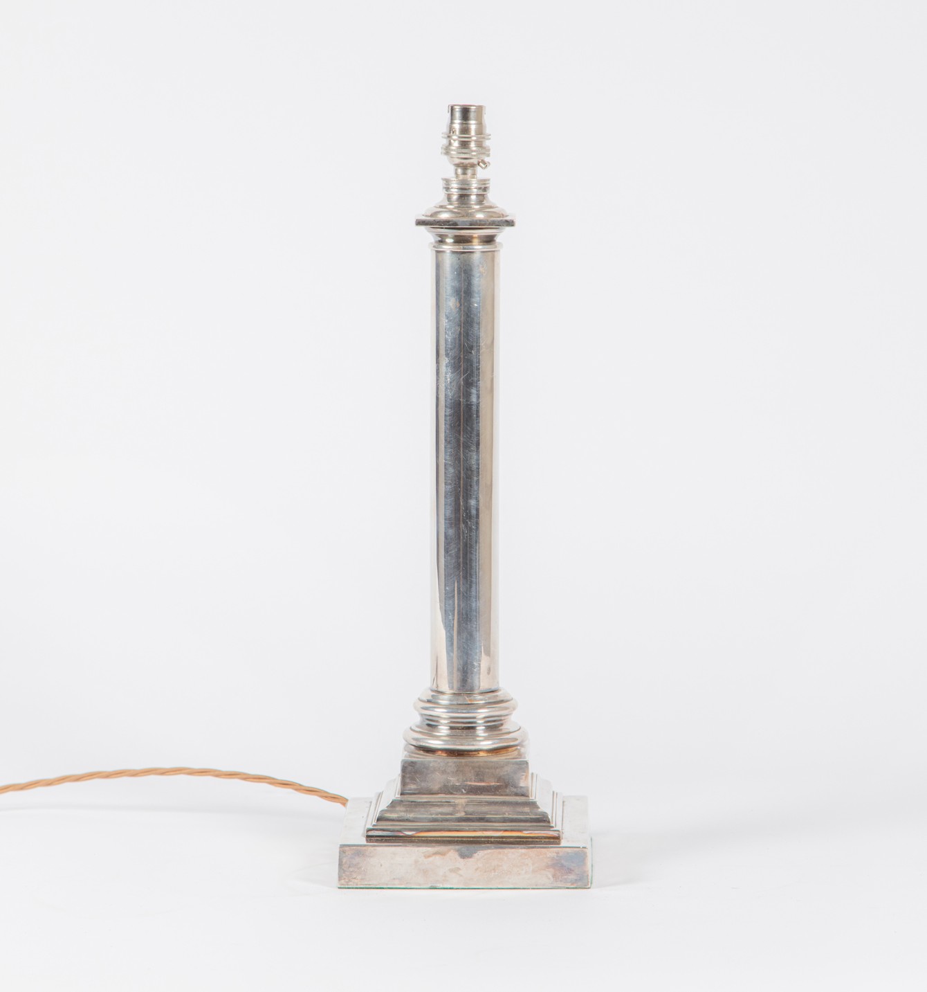 A Single Silver Plated Column Lamp | Table Lamps | Weaves | Antiques ...