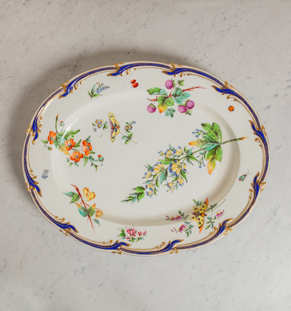 A pair of finely painted meat plates attributed to Minton, late 18th ...