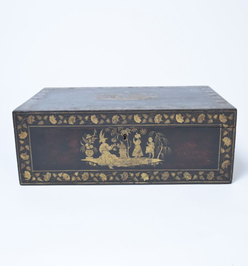 A Large Indian Lacquer Hand Painted Box, Circa 1820 | Miscellaneous ...