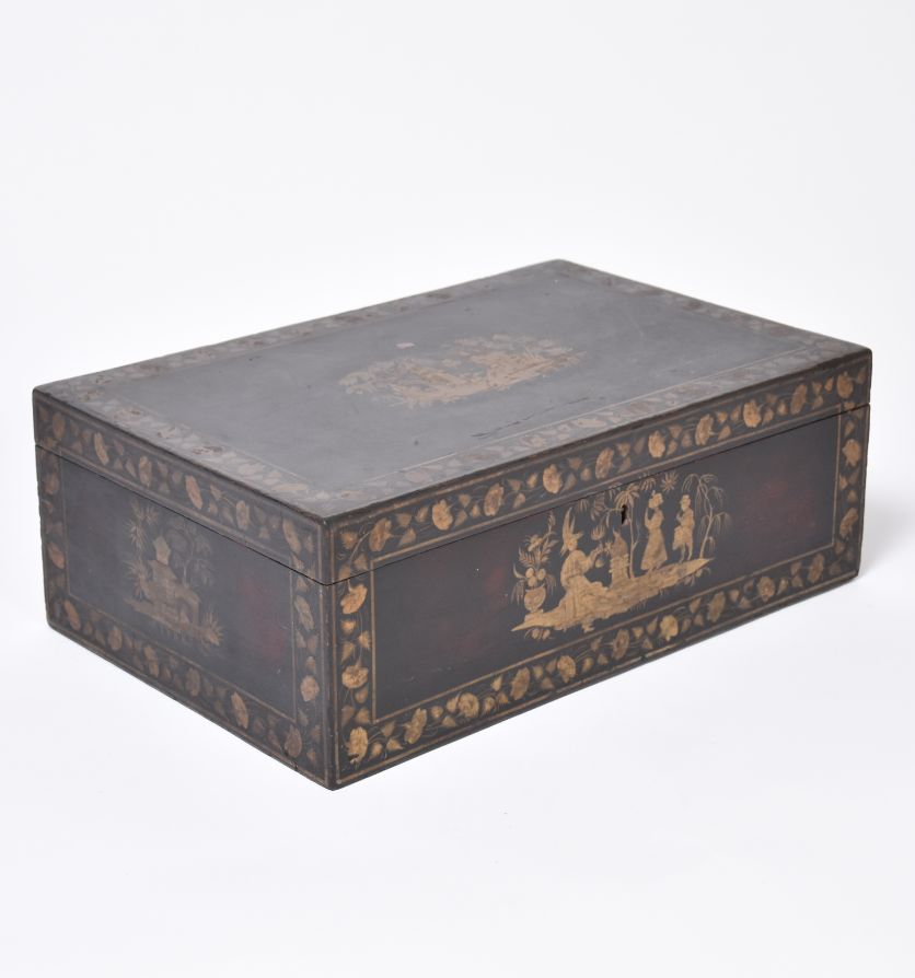 A Large Indian Lacquer Hand Painted Box, Circa 1820 | Miscellaneous ...